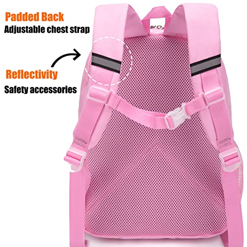 HawLander Preschool Backpack for Toddler Girls, Kids School Bag, Ages 3 to 7 years old, Small, Pink