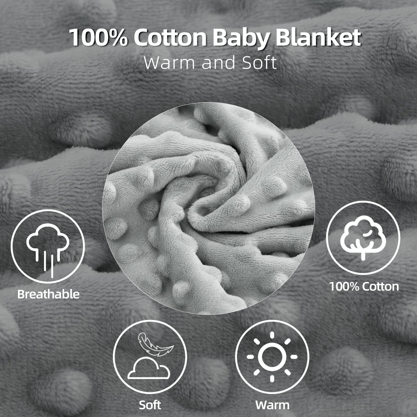 Gray Minky Blanket Ultra Thick Bed Throws Double Side Dotted Backing 30" x 40" Baby Minky Blanket Fleece Plush Baby Blanket Super Soft Minky Dot Baby Blanket for Sleeping Stroller (Grey)