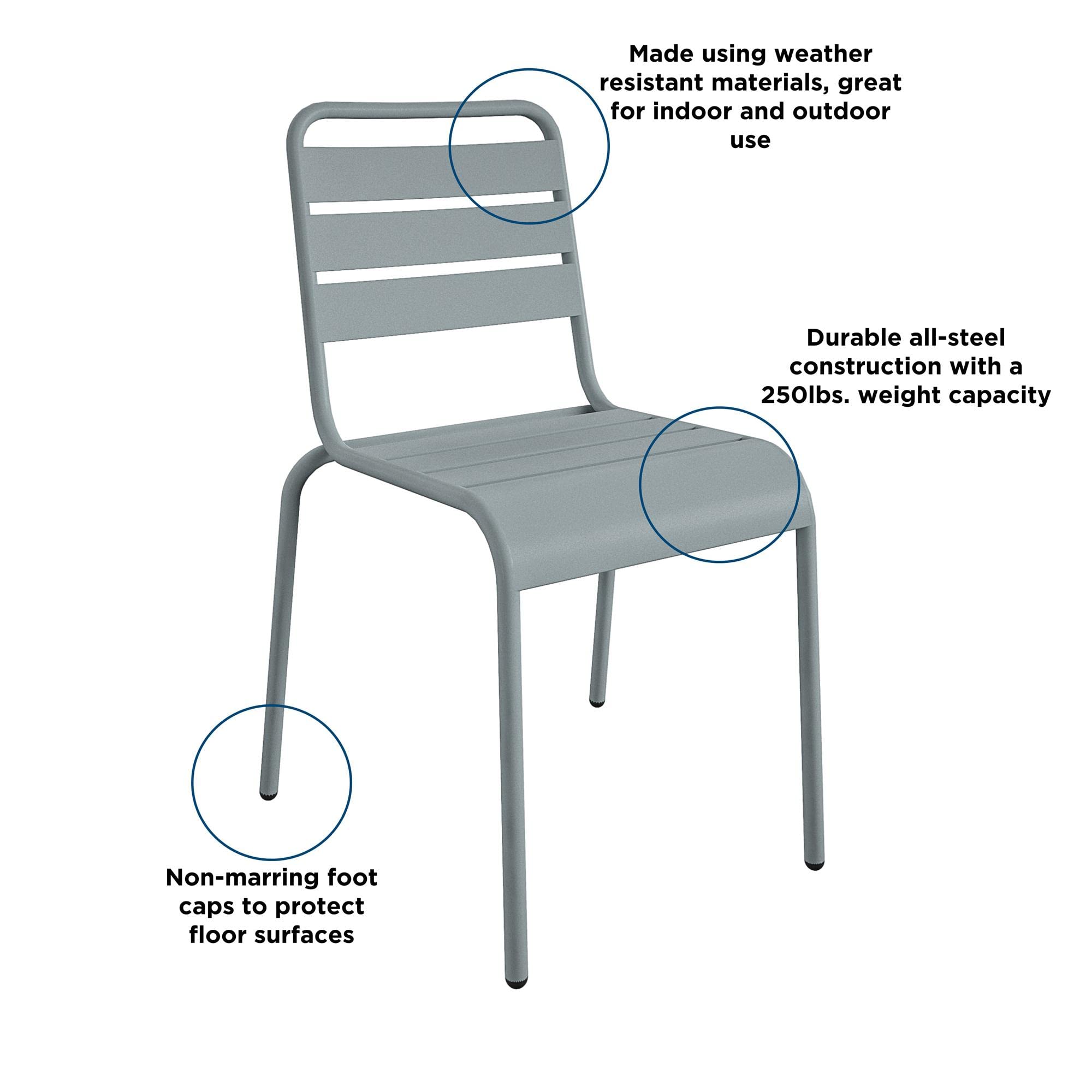 Novogratz Poolside Gossip, June Outdoor/Indoor Stacking Dining Chairs, 2-Pack, Light Gray