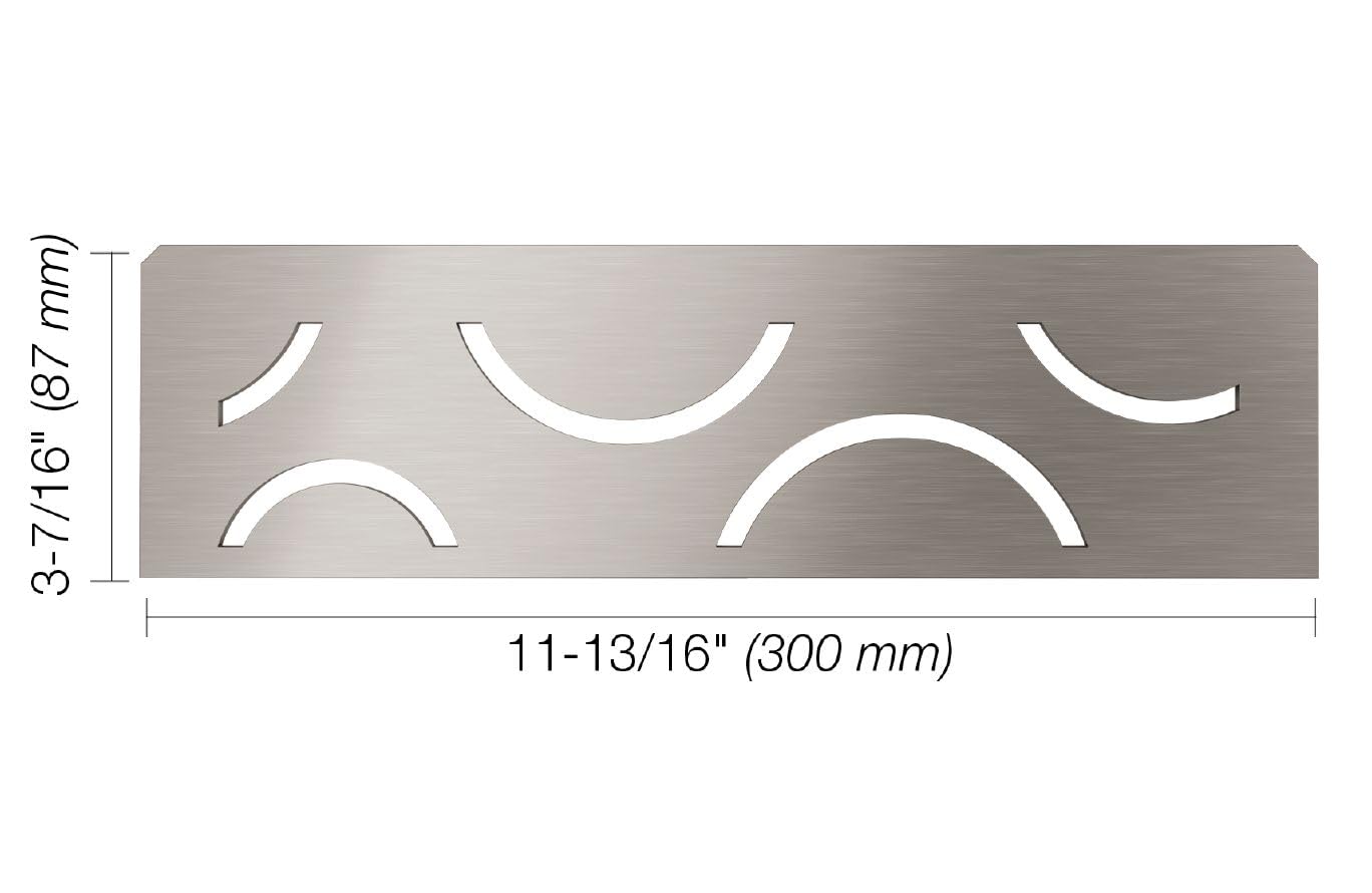 Schluter Rectangular Shelf for Prefabricated Kerdi Board SN/-SNLT Niches - 4mm Thick, Curve Design, Stainless Steel Material, Brushed Stainless Steel Finish - SNS1D6EB