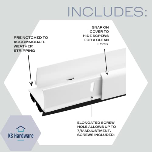 New: KS Hardware,Patent Pending, Adjustable Double Bubble Door Sweep, Draft Stopper, Under Door Seal for Exterior Doors, 1 3/4" x 42", White (42 inch)