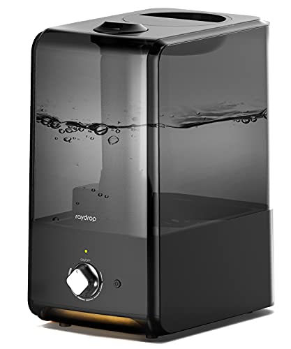 raydrop Humidifiers for Bedroom (6.5L), Ultrasonic Cool Mist Humidifiers for Large Room, Home, Plant, Quiet Air Vaporizer with Night Light, Easy to Clean, 42h Work Time, Auto Shut-Off (Black)
