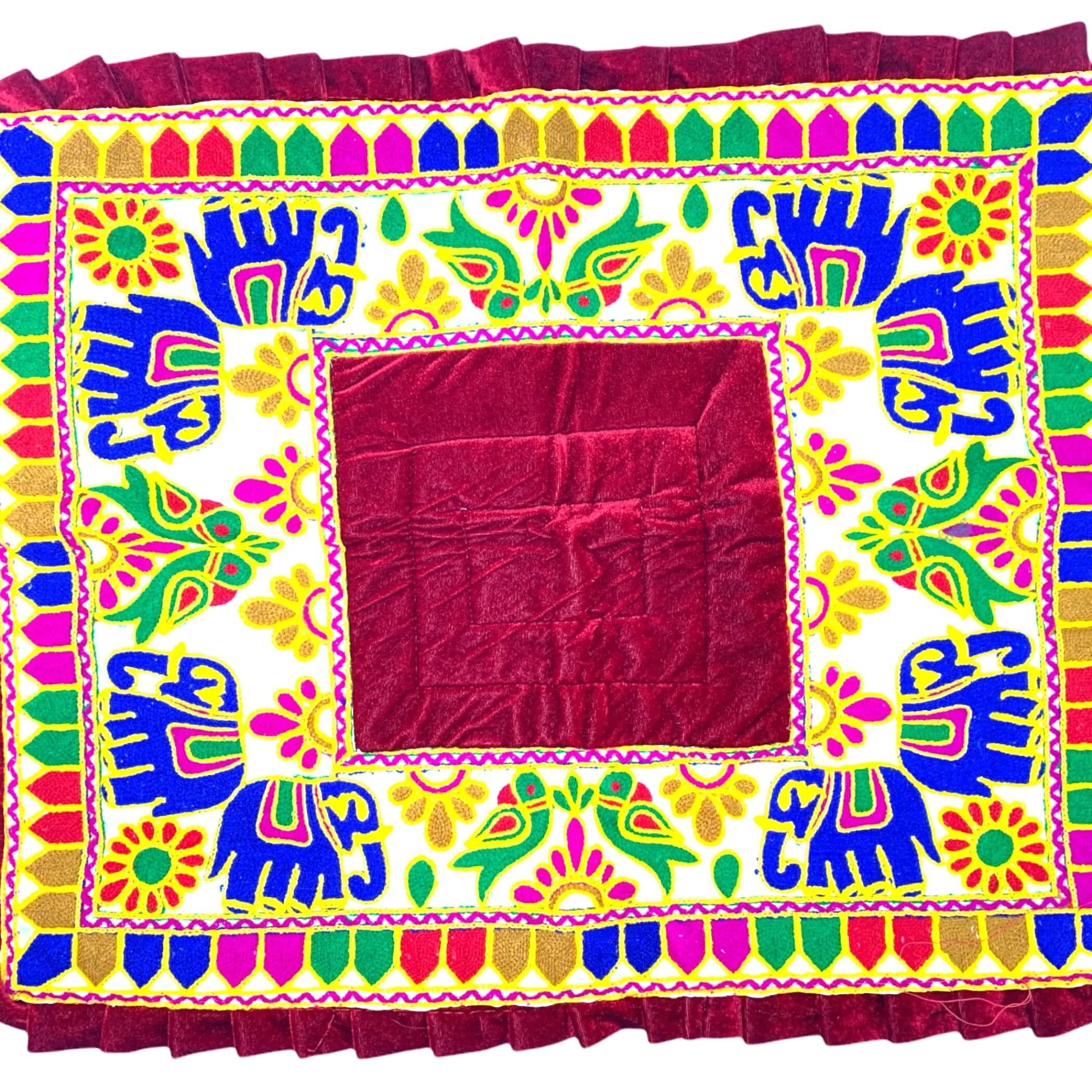 LOVENSPIRE Elephant Pooja Aasan Rug Velvet Prayer Mat Meditation Multipurpose Aasan for Ganesh Pooja Diwali Pooja Mandir and Festive Decor Diwali Decoration Housewarming Gift