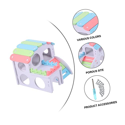 Ipetboom 2 pcs Mini Colorful Sleeping Play Exercise Houses Climbing Hamster Cabin Small Chic Funny Guinea Hut Habitat Chew Toys and Chews with Nest Cage Gerbil Hideouts Hideaway Rat Animal