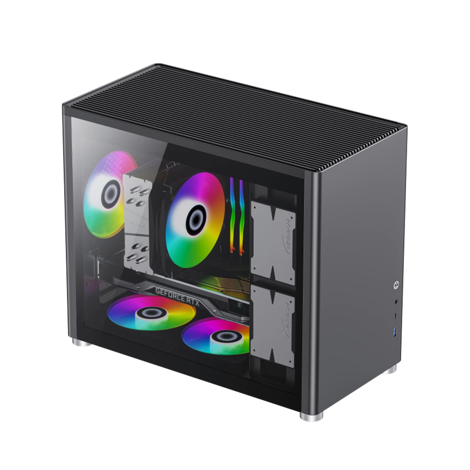 GAMEMAX Micro-ATX Tower Computer Case with Removable Dust-Proof Filter, Dual Tempered Glass Side Panels, PC Gaming Chassis (Spark-Grey)