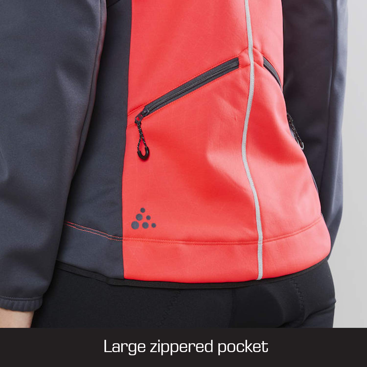 Craft Women's Ideal Windproof Reflective Cycling Bike Full Zip Jacket, Crush/Asphalt, X-Small