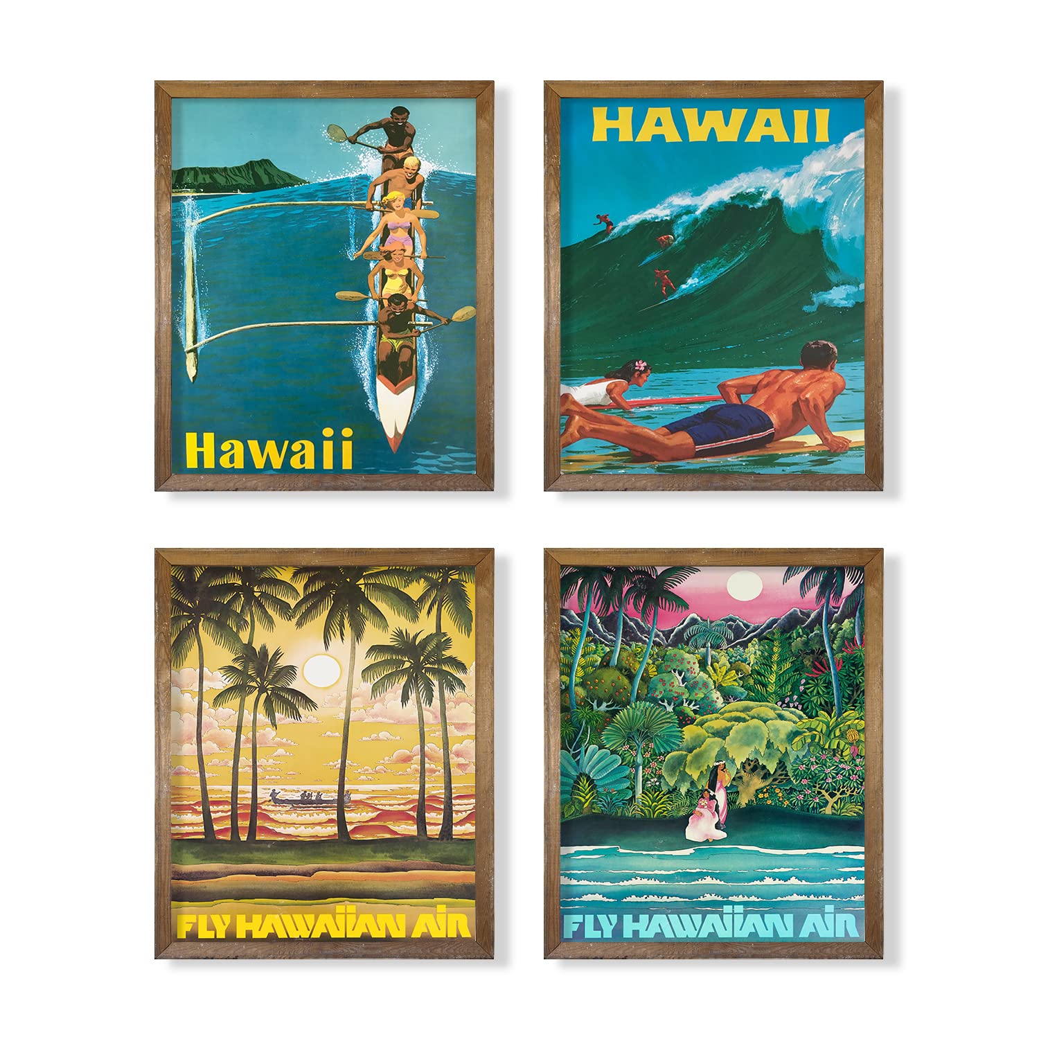 Hawaii Wall Art Decor - Tropical Pictures - Beach Aesthetic Room Decor - Vintage Travel Poster - Retro Surfing Wall Art - Hawaiian Prints - 50s 60s Themed Art Set - Summer Salt Poster - Tiki Bar DĂŠcor