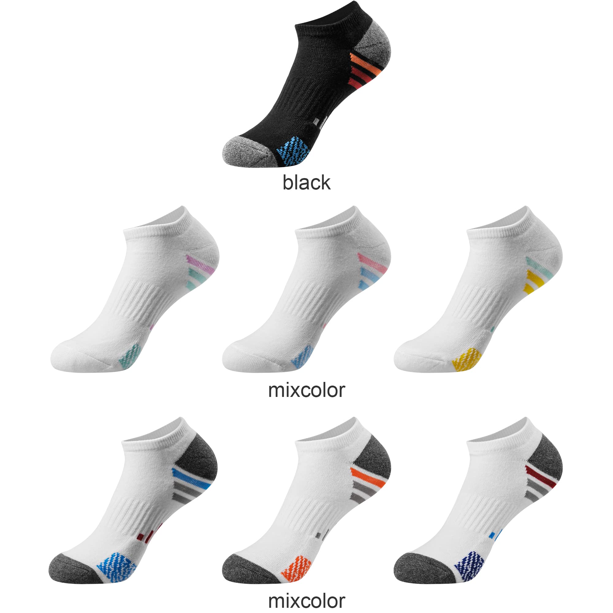 ECOEY Boys and Girls No Show Cushioned Athletic Running Socks 6 Pairs