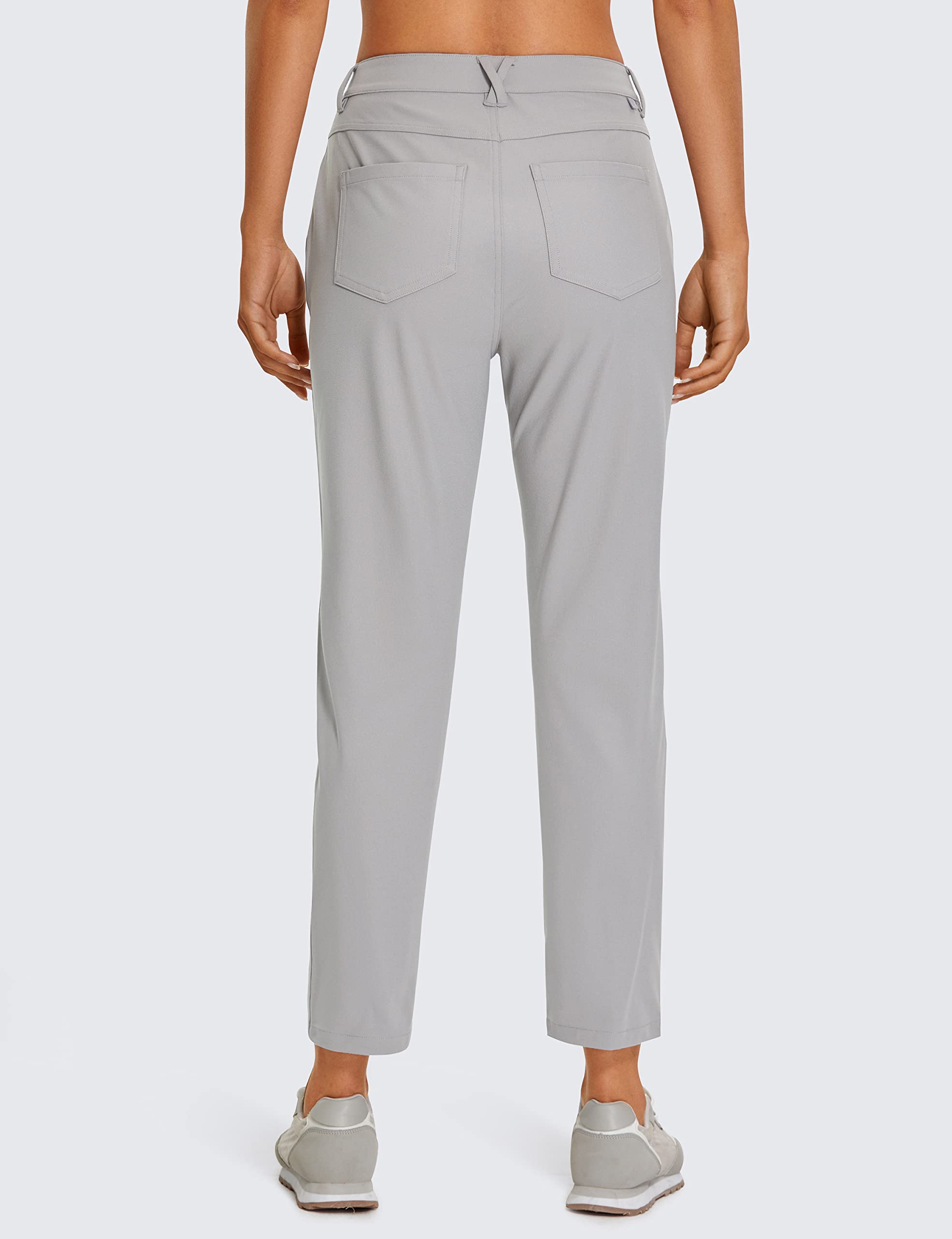 CRZ YOGA Women's High Rise Golf Pants Quick Dry Stretch Casual Straight Leg Dress Work Pants with 5 Pockets Dark Chrome 28