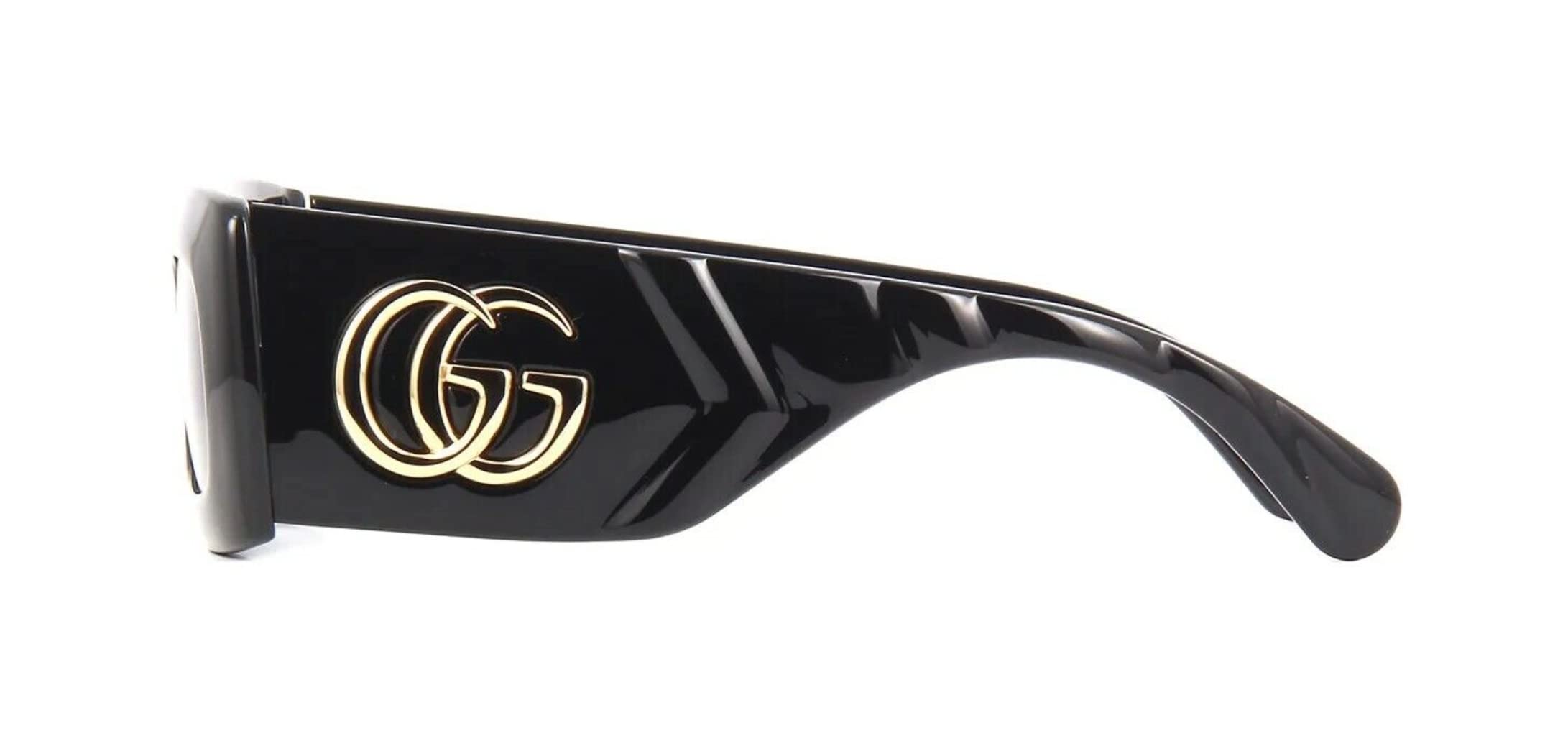 Gucci GG0811S Black Grey Rectangle Women's Sunglasses + Bundle with eSHADES Luxury Eyewear Kit