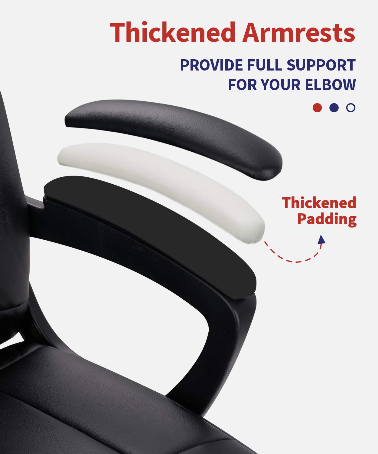 CLATINA Mid Back Leather Office Executive Chair with Lumbar Support and Padded Armrestes Swivel Adjustable Ergonomic Design for Home Computer Desk