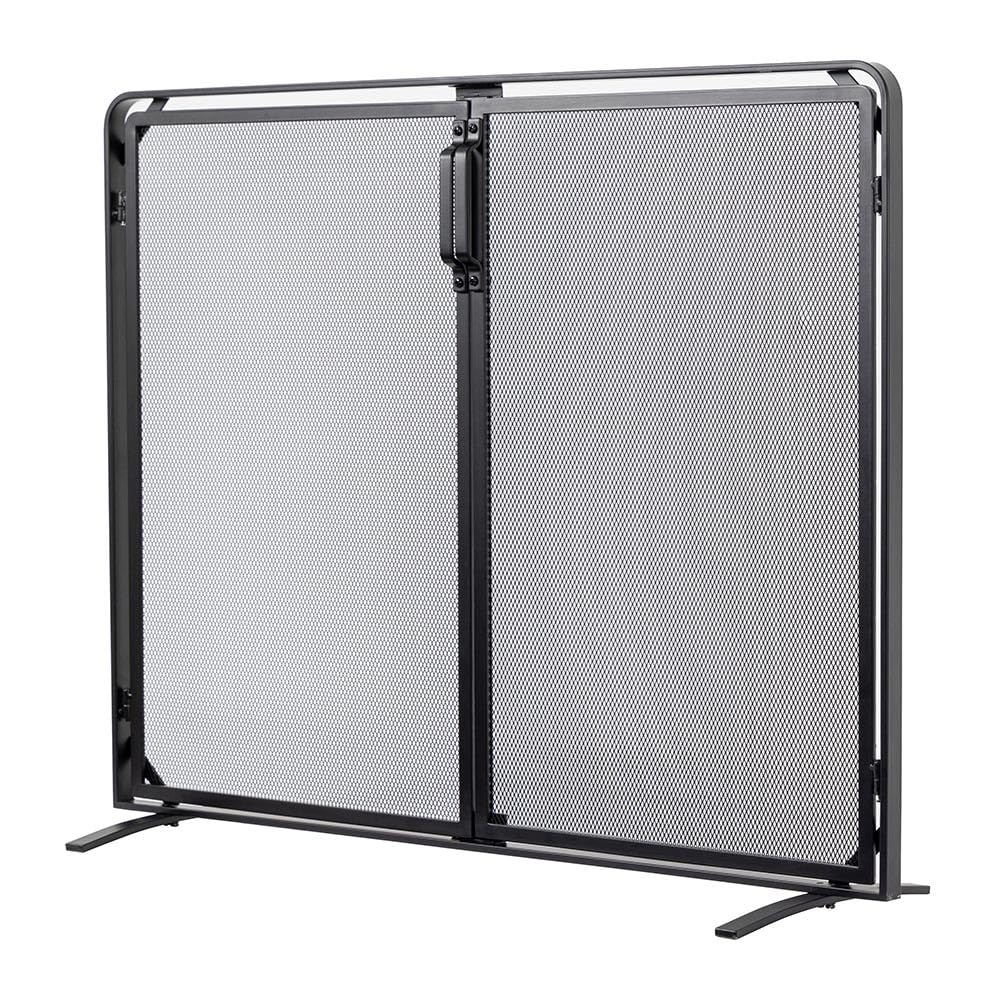 Modern Ember Gatsby Mesh Fireplace Screen in Aged Brass | Single Panel, Heavy-Duty Steel Frame with Powder-Coated Finish | Mesh Screen is Heat & Corrosion Resistant | Fits Standard Fireplaces