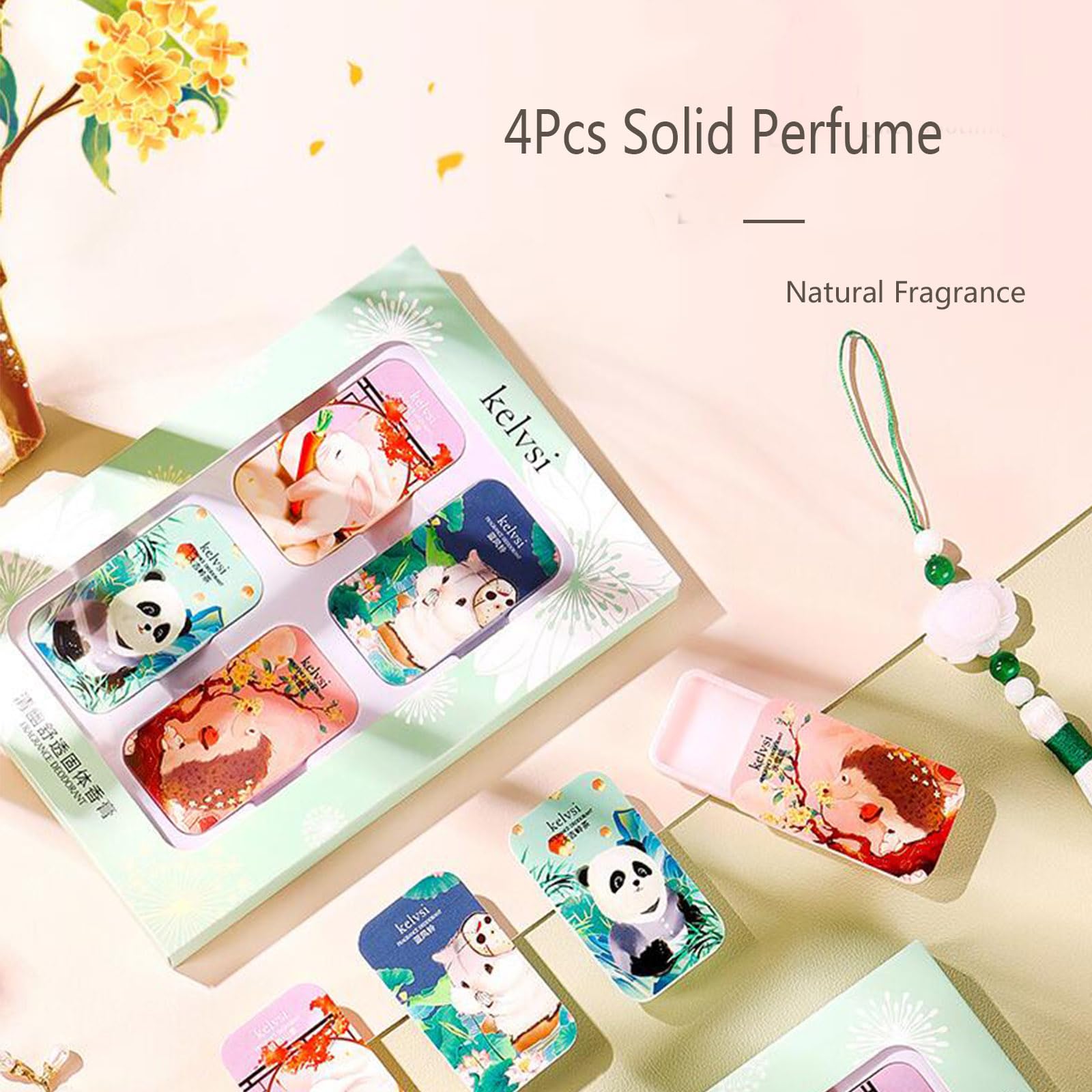 Grospe 4PCS Solid Balm Sets Solid Perfume Portable Pocket Balm Perfume Perfect for Travel Use Natural Fragrance Perfume for Men and Women
