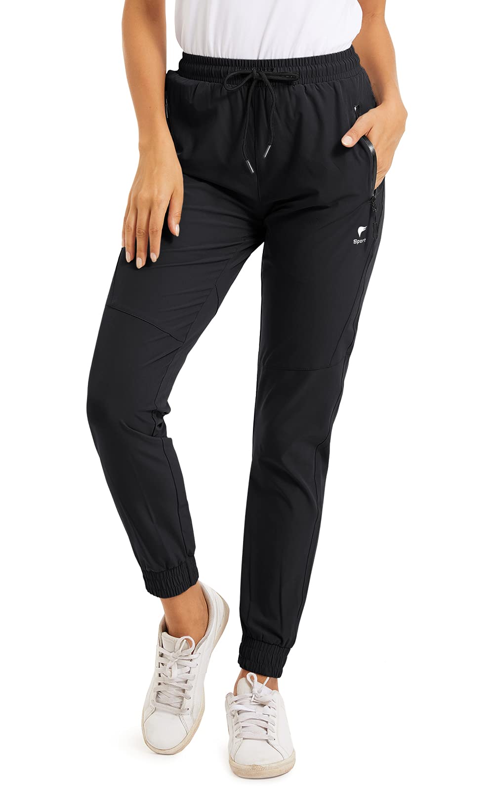 EKLENTSON Sweatpants for Women Jogger Dry Fit Hiking Closed Bottom Workout Pants Black