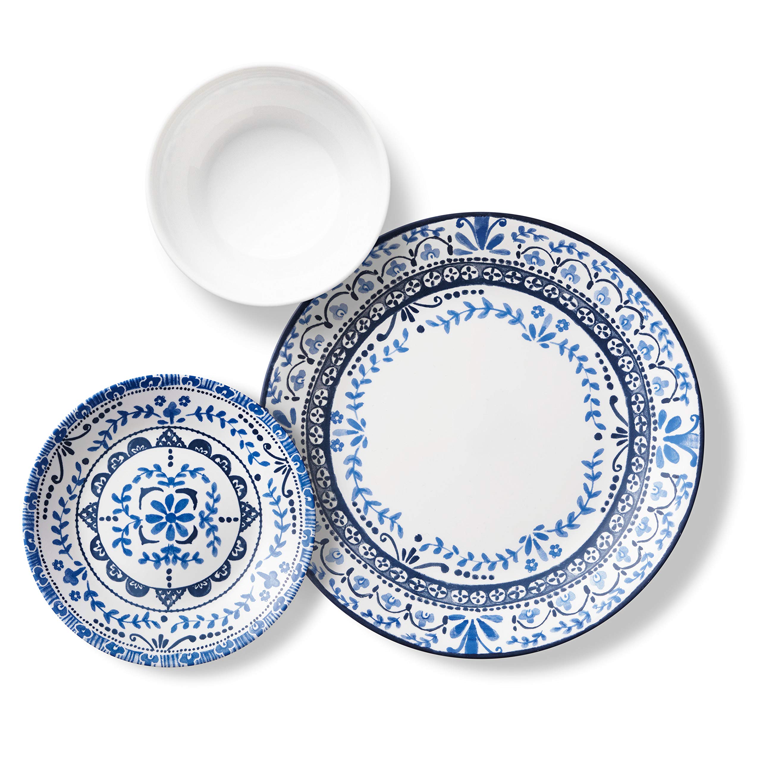 Corelle 18-Piece Dinnerware Set, Triple Layer Glass and Chip Resistant, Includes 6 Dinner Plates, 6 Appetizer Plates, and 18 oz Soup/Cereal Bowls, Classic Style