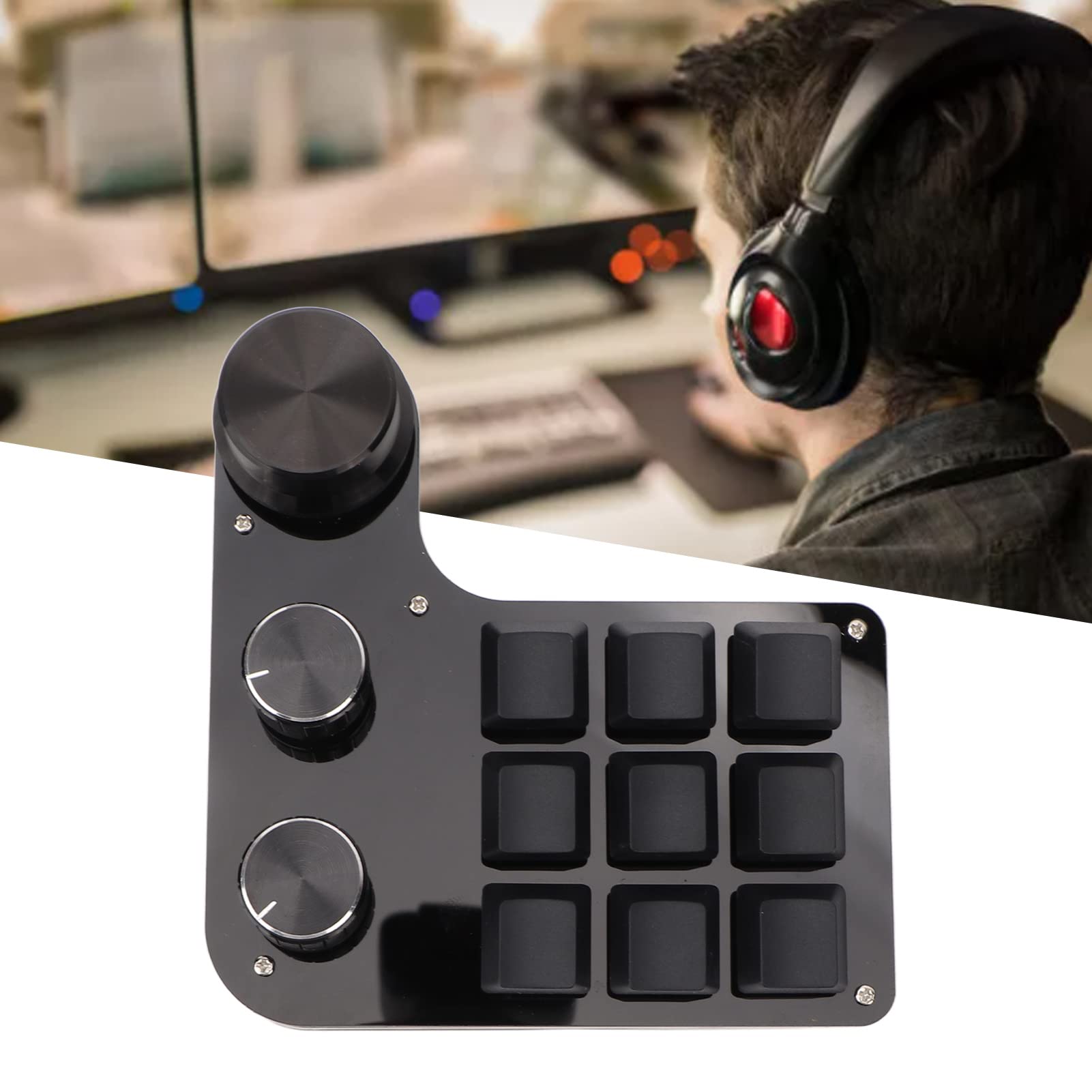 Gaming Keyboard, 9 Keys Plug and Play Mini Keyboard for Video Editing