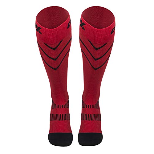 CSX Compression Socks for Men and Women, Knee High, Recovery Support, Athletic Sport Fit, Black on Red, Medium (15-20 mmHg)
