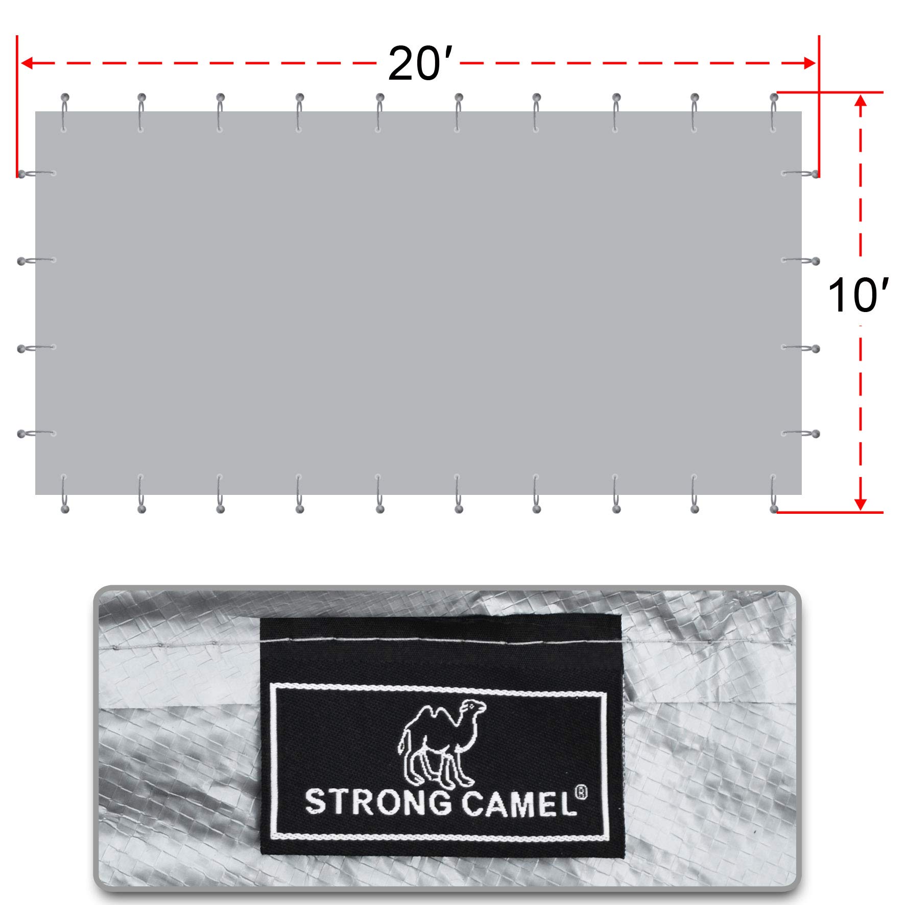 Strong Camel Outdoor 10x20 Replacement Canopy Roof Cover Outdoor Carport Covers (Silver)