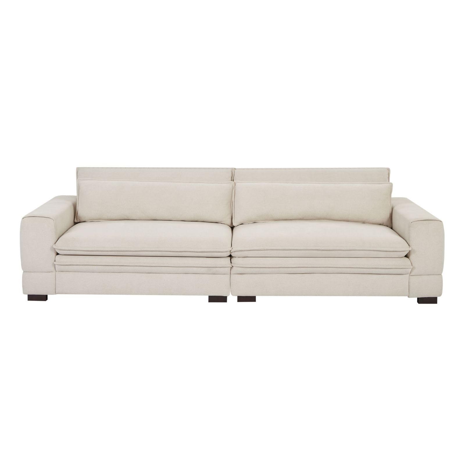 KEVINSPACE 104.72" Sofa Couch, Mid Century Modern Sofa, 3 Seater Sofa for Living Room Deep Seat Sofas Furniture Comfy Couches with 2 Pillows Comfy Cushion for Bedroom, Apartment, Office Beige