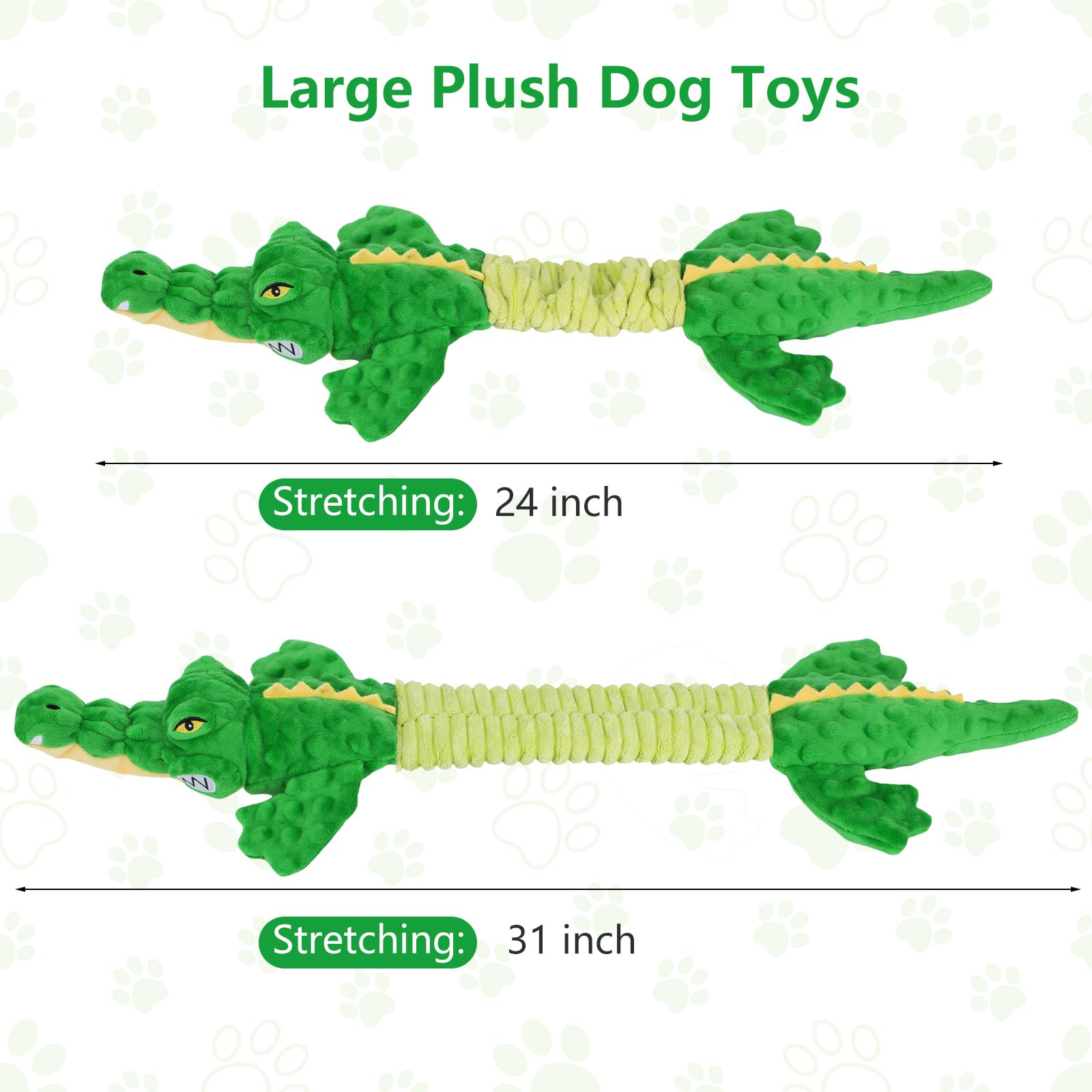 Large Squeaky Dog Toys, Interactive Puppy Toys with Crinkle Paper, Pull Tug of War Dog Toy, Plush Dog Chew Toys for Small, Medium, Large Breed