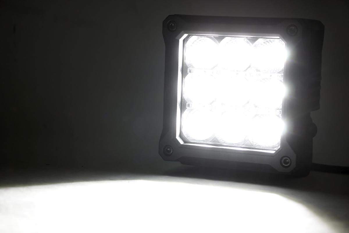 Rough Country 4" Chrome Series Square LED Cube Lights | White DRL - 70905DRL
