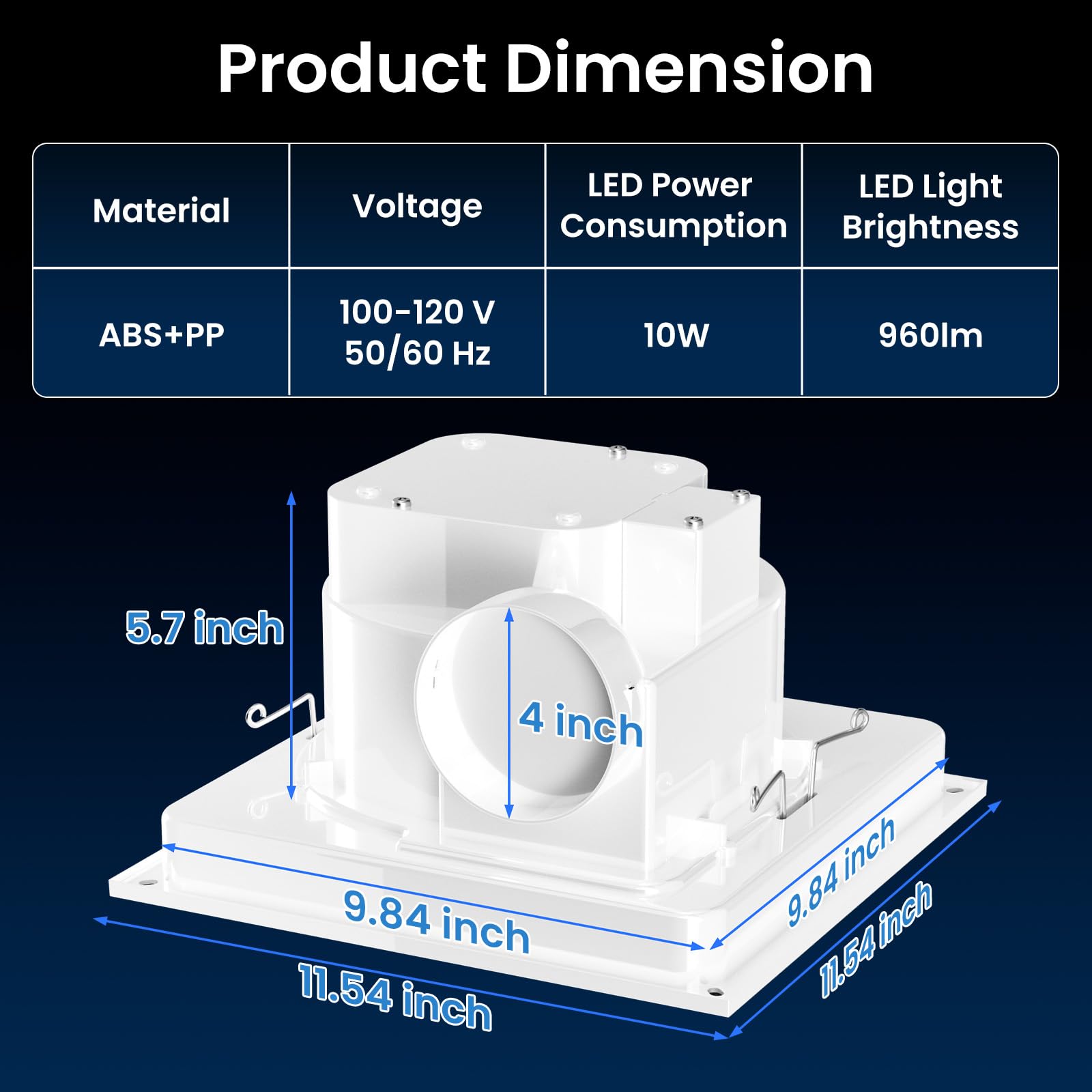 Hon&Guan Bathroom Exhaust Fan with Light, Quiet Square Bathroom Vent Fan with Adjustable LED Light 3000K/4500K/6500K, 110 CFM, 1.0 Sones, Bathroom Fan with Light for Home Bath Hotel