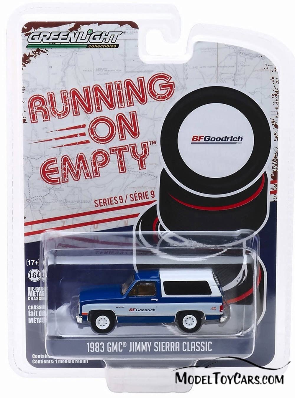 Greenlight 41090-F Running on Empty Series 9 - 1983 GMC Jimmy Sierra Classic - B F Good Rich 1/64 Scale