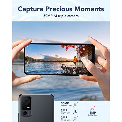 TCL 40XL 2023 Unlocked Cell Phone 6GB + 256GB, 6.75 inch 90Hz Display Mobile Phone, Smartphone Android 13, 50MP AI Camera, 5000 mAh, 4G LTE, US Version, Dark Gray