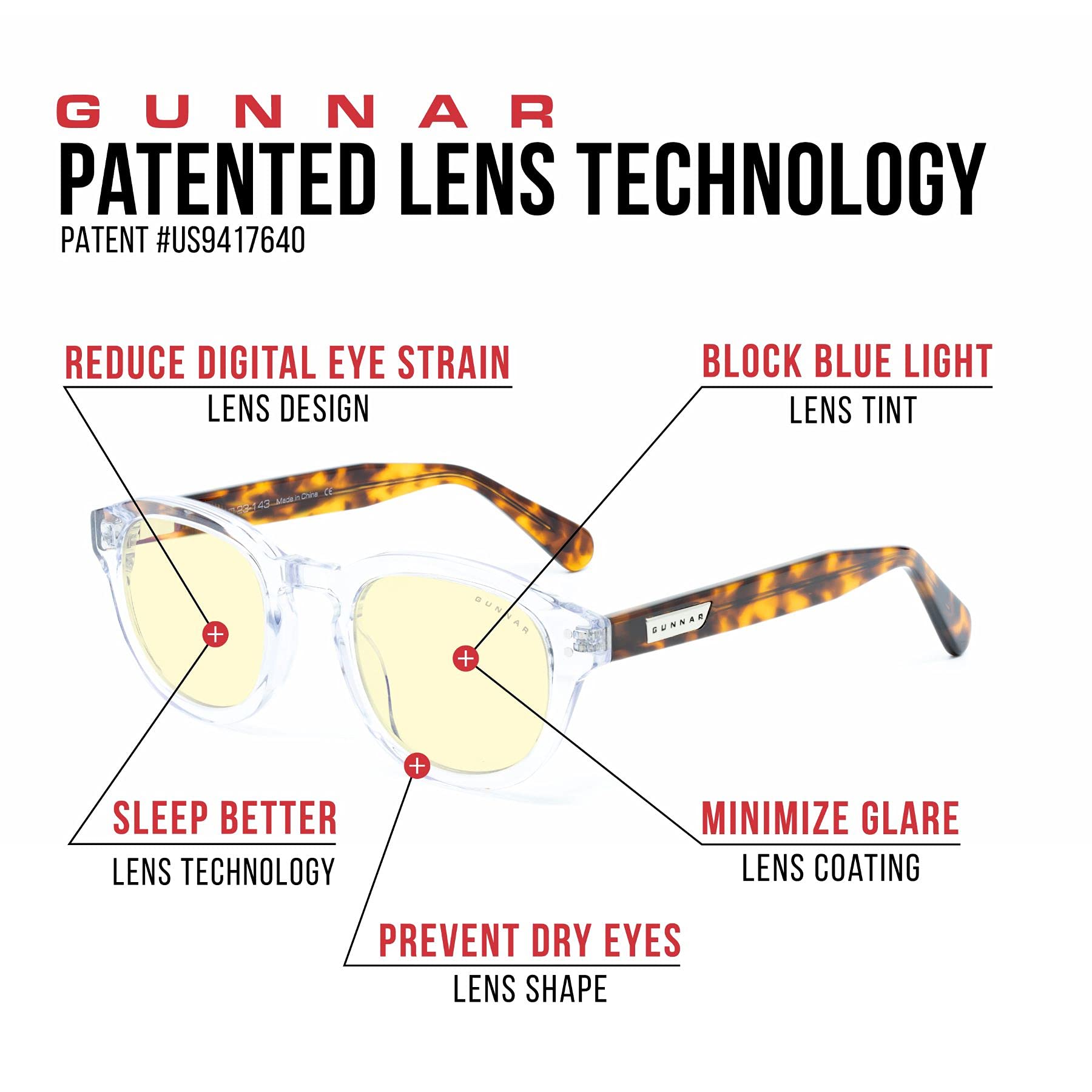 Computer Glasses | Blue Light Blocking Glasses | Emery Onyx/Jasper by GUNNAR | Patented 65% Blue Light Protection, 100% UV Light, Anti-Reflective, Protect & Reduce Eye Strain & Dryness