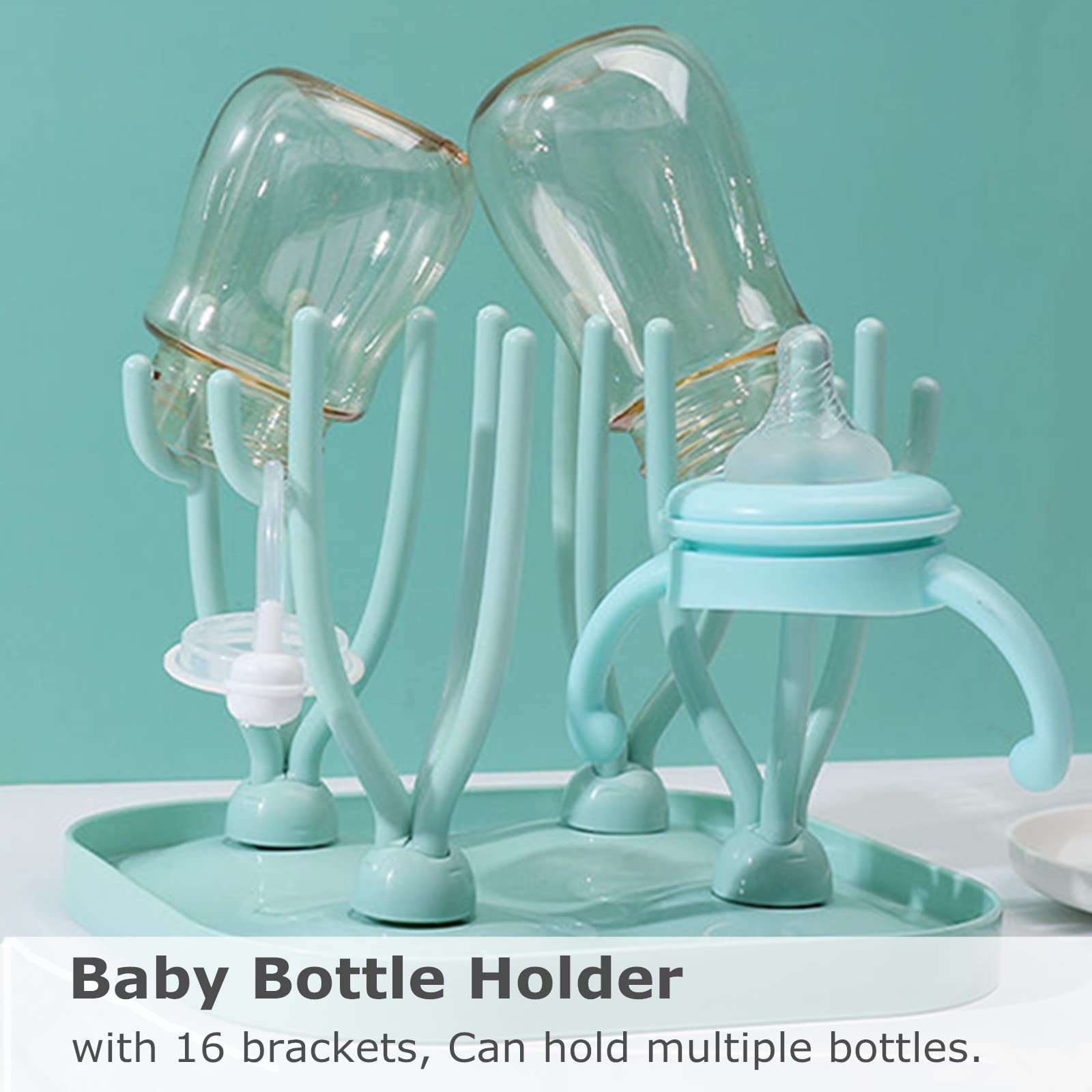 Gavoyeat Baby Bottle Drying Rack Dryer Holder Stand for Nursing Bottles, Cups, Teats, Pump Parts - Space Saving Storage