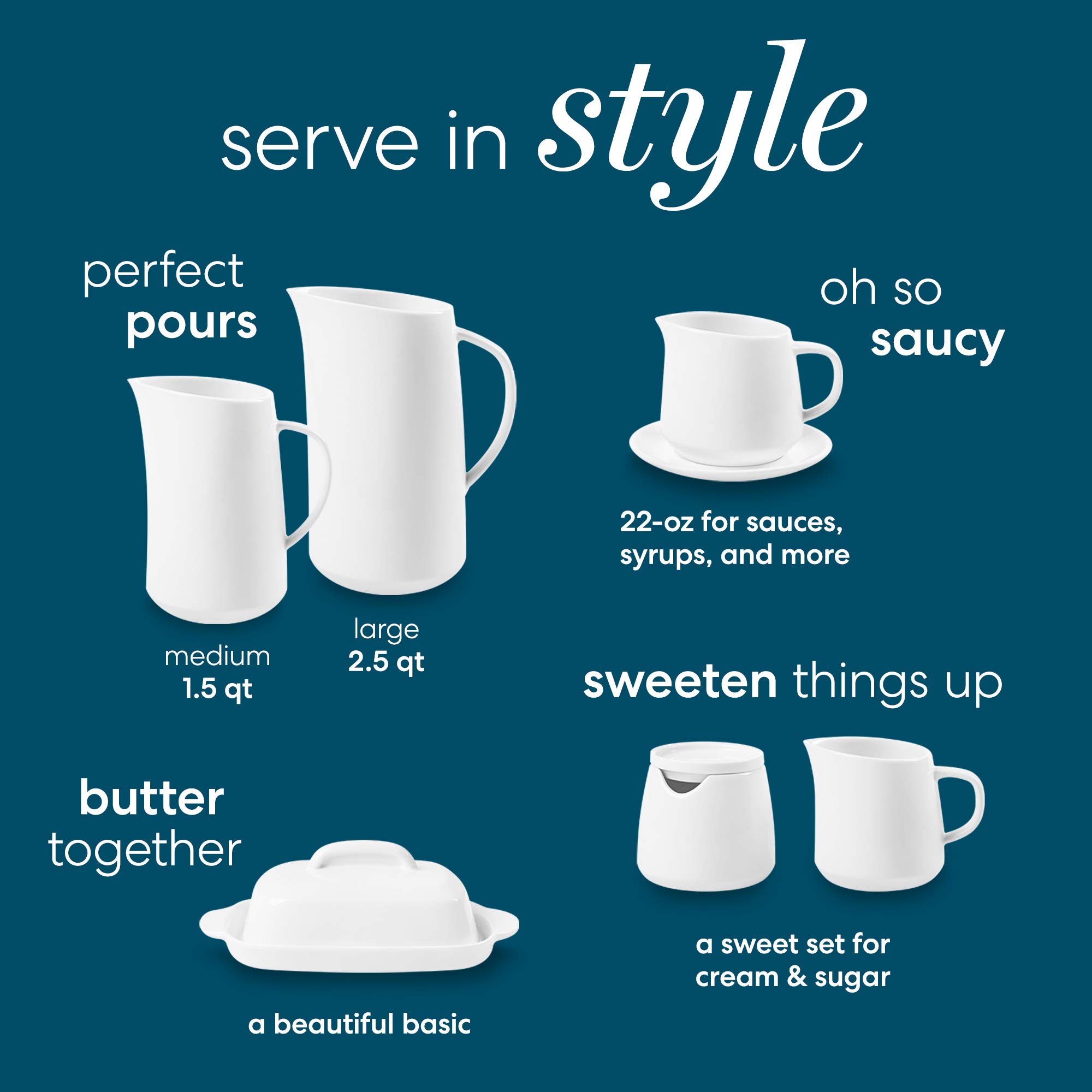 Corelle Coordinates Cream and Sugar Set, Sugar Dispenser and Creamer Pitcher Set, Sugar Container for countertop and Pitcher, High Quality Porcelain Sugar Bowl and Creamer, White