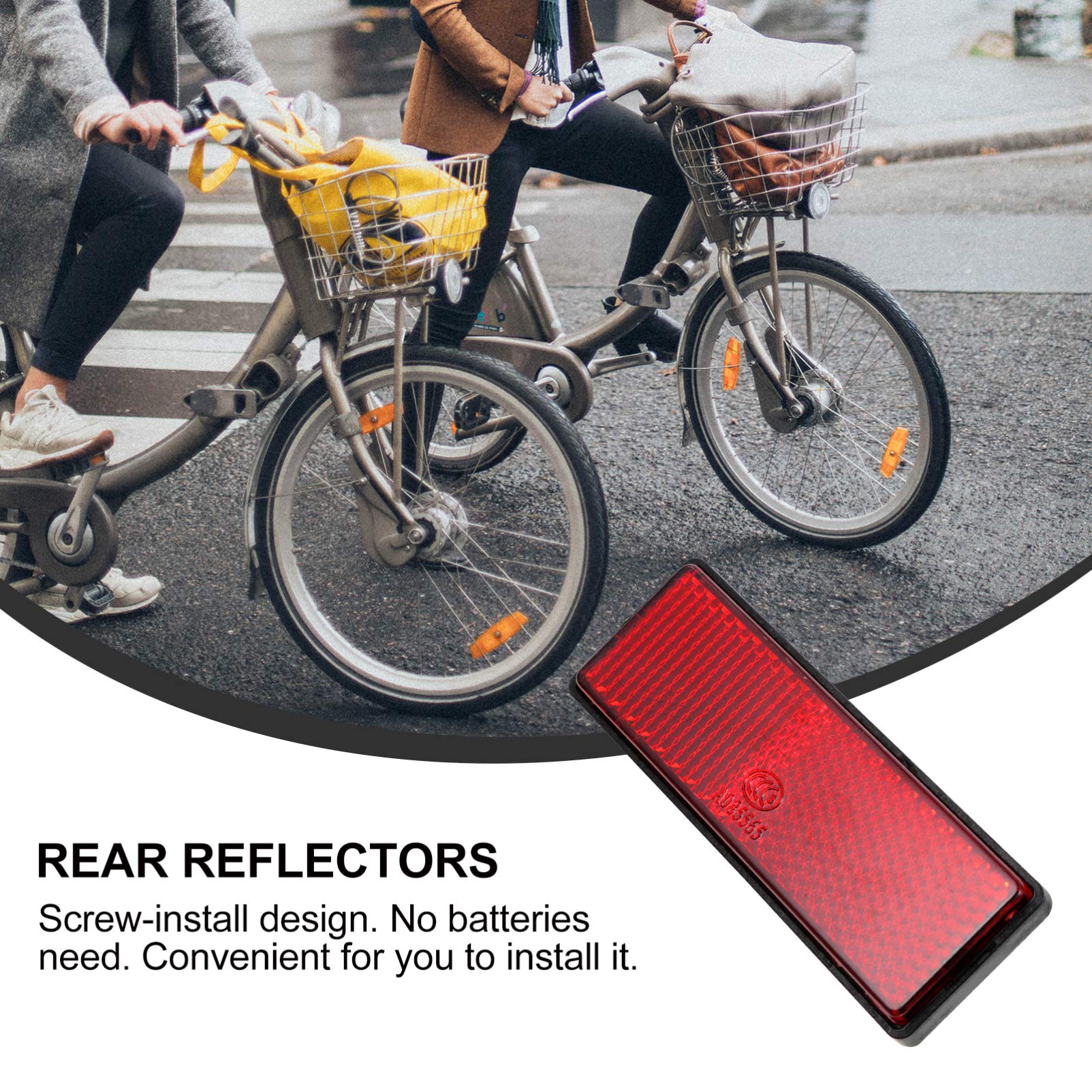 DOITOOL 10Pcs Rear Reflactors Rectangular Bicycle Bike Safety Caution Warning Reflector for Bike Motorcycles Trailer Gate Posts (Red)