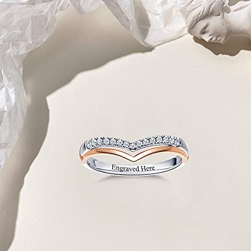 DIYA Sterling Silver Moissanite Diamond Two-Tone Engagement Ring Personalized Custom Promise Wedding Stacking Ring (6.0)