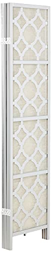 Roundhill Furniture Quarterfoil Infused Diamond Design 4-Panel Room Divider, Silver