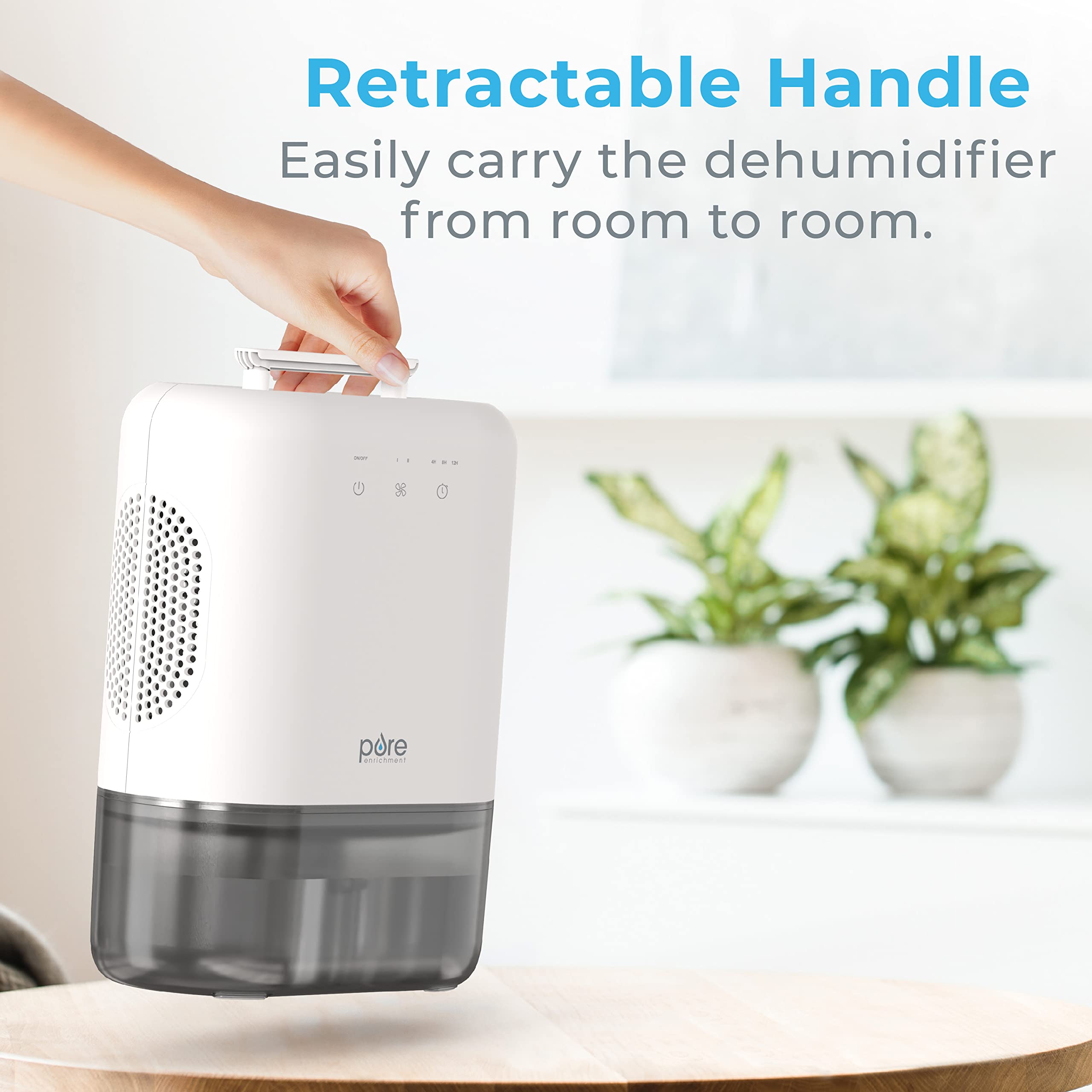Pure Enrichment® PureDry™ Elite Dehumidifier – Extra-Large 2L Water Tank with Auto Shut-Off, Removes 20 oz. (600 mL) per day of Moisture from Closets, Bathrooms, RVs, Basements, Bedrooms, and Offices