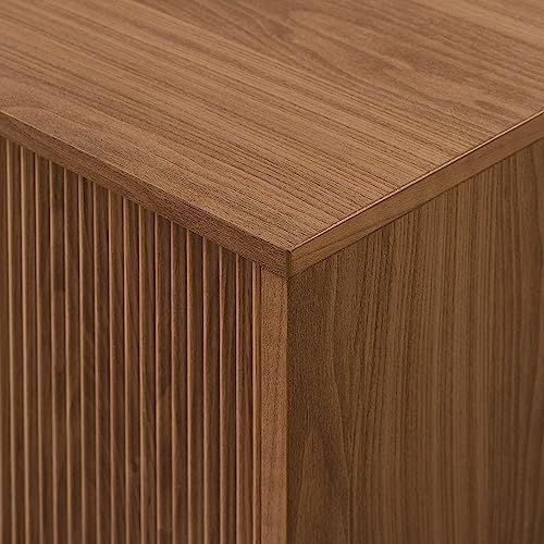 Walker Edison Walton Modern Fluted-Door Low Stand for TVs up to 65 Inches, 58 Inch, Mocha