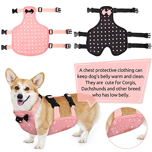 Queenmore Dog Chest Protective Shirt, Belly Clothes to Keep Warm and Keep Chest Clean, Waterproof Adjustable Breathable Apparel for Male Female Dogs, Black S