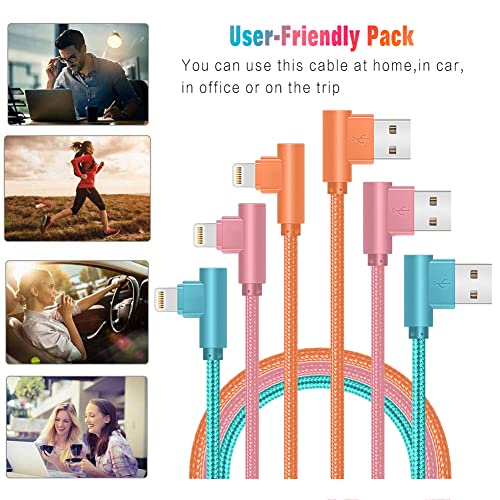 iPhone Charger, 3 Pack 10FT 90 Degree Charging Cable MFi Certified USB Lightning Cable Nylon Braided Fast Charging Cord Compatible for iPhone 14/13/12/11/X/Max/8/7/6/6S/5/5S/SE/Plus/iPad (10FT)