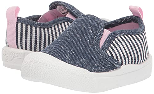 OshKosh B'Gosh Girls Ezma Slip-On Shoe, Navy/White, 10 Toddler