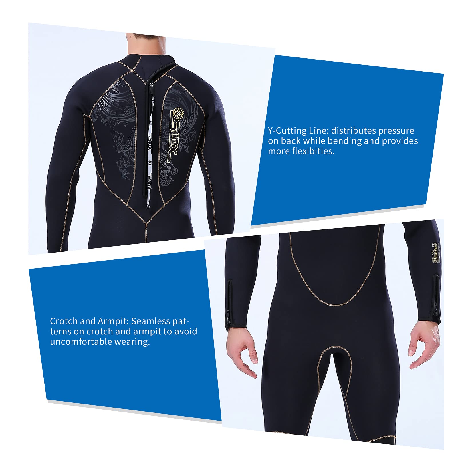 Dizokizo 5mm Wetsuits for Men Neoprene Long Sleeve Full Diving Surfing Suit