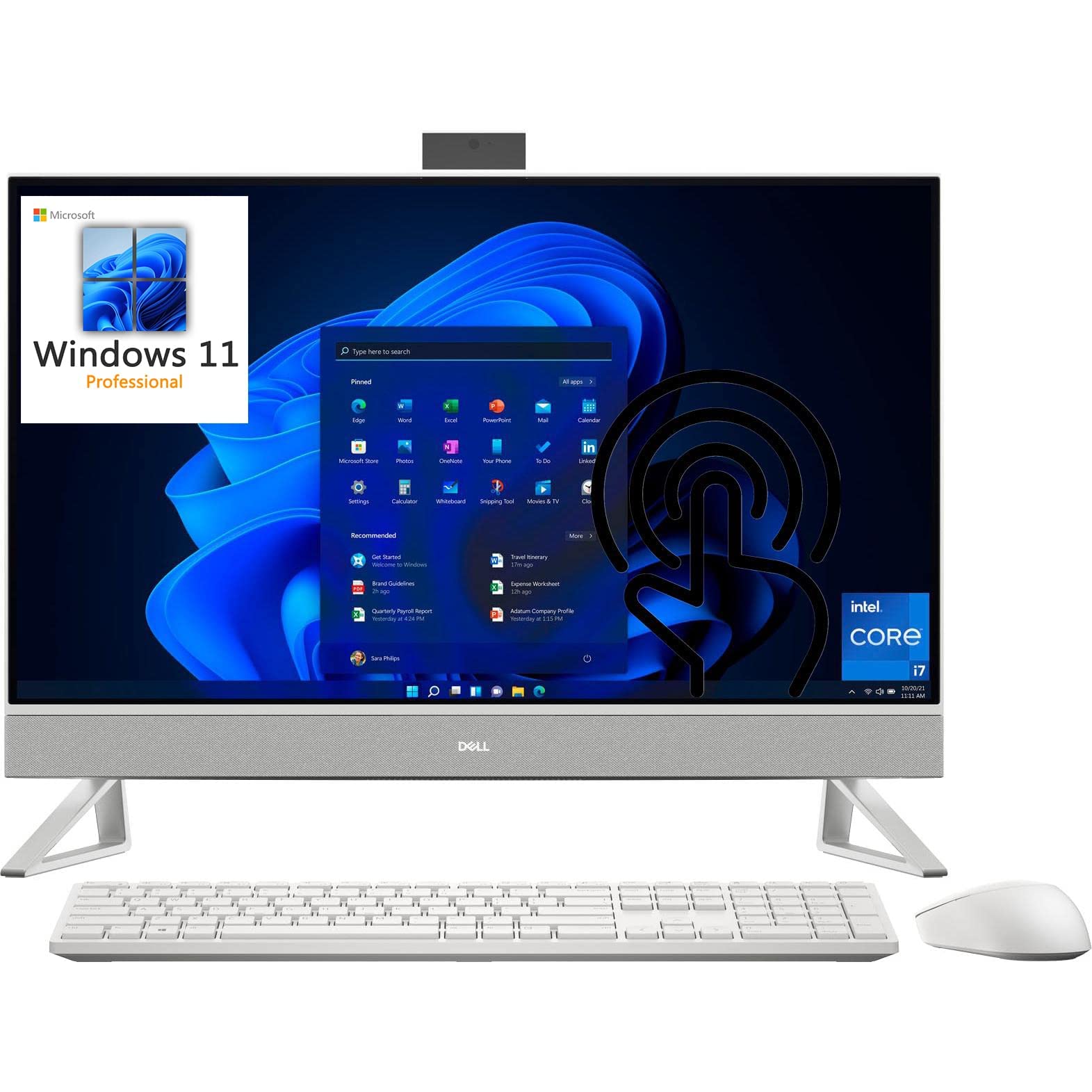 Dell 2023 Inspiron 27 7710 AIO 27" Touchscreen FHD All-in-One Business Desktop Computer, 12th Gen Intel 10-Core i9-1255U, 64GB DDR4 RAM, 2TB PCIe SSD + 1TB HDD, GeForce MX550 2GB, Windows 11 Pro