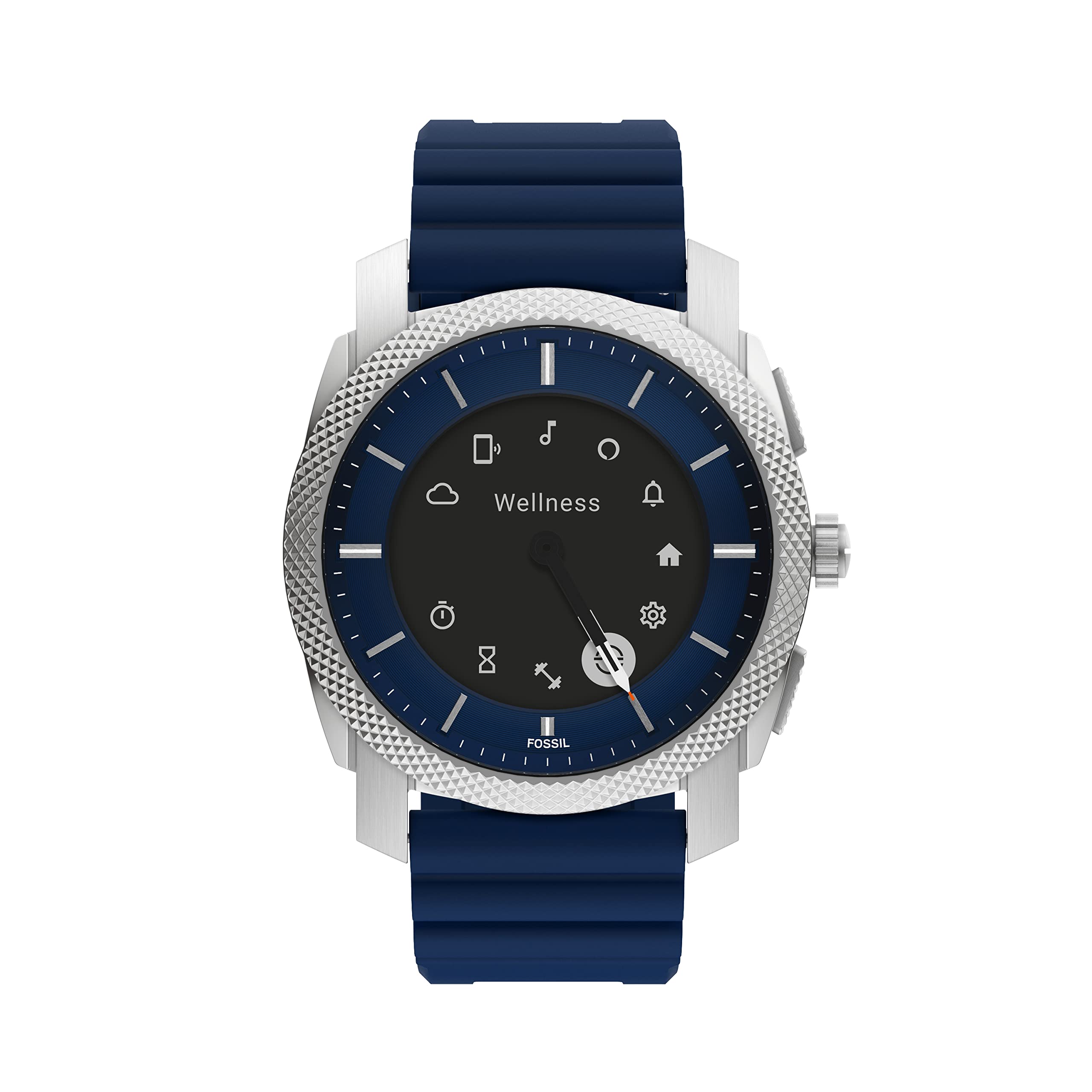 Fossil Men's Machine Gen 6 Hybrid 45mm Stainless Steel Mesh Smart Watch, Color: Black (Model: FTW7062)