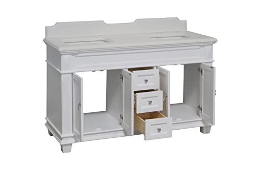Kitchen Bath Collection Elizabeth 60-inch Double Bathroom Vanity (Quartz/White): Includes White Cabinet with Stunning Quartz Countertop and White Ceramic Sinks
