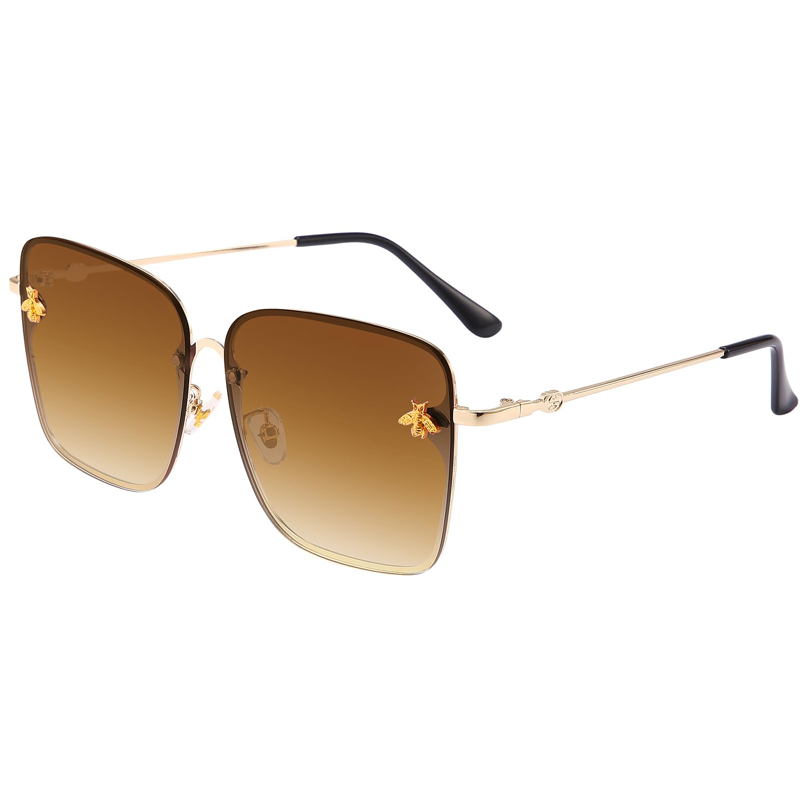 Dollger Square Oversized Sunglasses for Women Trendy Black Sunglasses Large Frame Gradient Lens UV400 Protection
