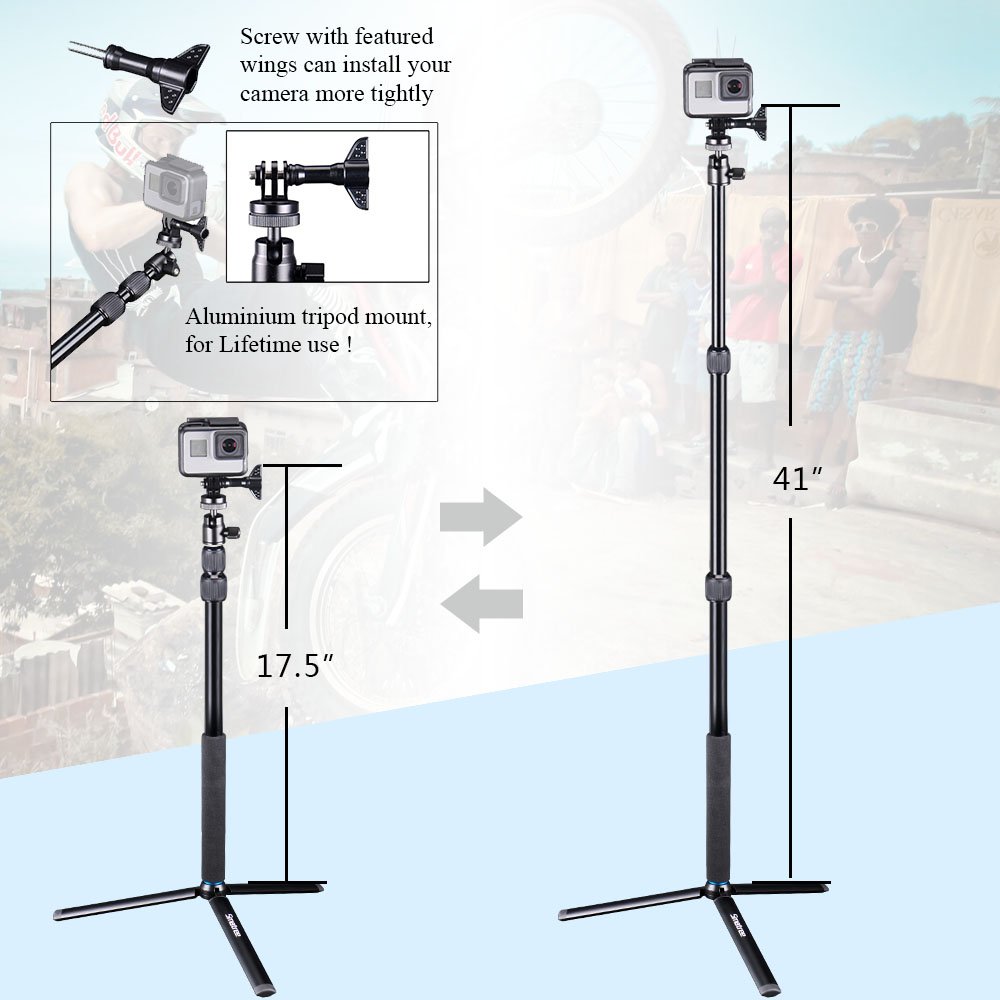 Smatree Selfie Stick Telescoping Compatible for G*Pro 13/12/ 11/10/Max/9/8/7/6/5/4/3+/3/Session/G*pro(2018)/Ricoh Theta S/V/Samsung Gear360/YI 4K/DJI OSMO Action 4/3/2 Camera