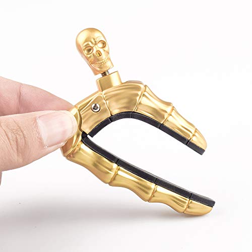 YUEKO Guitar Capo Skull Knob Design Universal 4 5 6 12 Strings Instrument Capos for Electric Classical Acoustic Guitar Bass Ukulele Mandolin Banjo and More(Bronze)