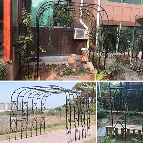 Heavy Duty Garden Arch Roses Vines Black Metal Tubular Arbour Archway Arches Trellis Arbor Frame Anti-Rust Weatherproof 1 Pcs 1.8x2.4m 2.8x2.4m 3.2x2.4m (Black W2.3xH2.4m)