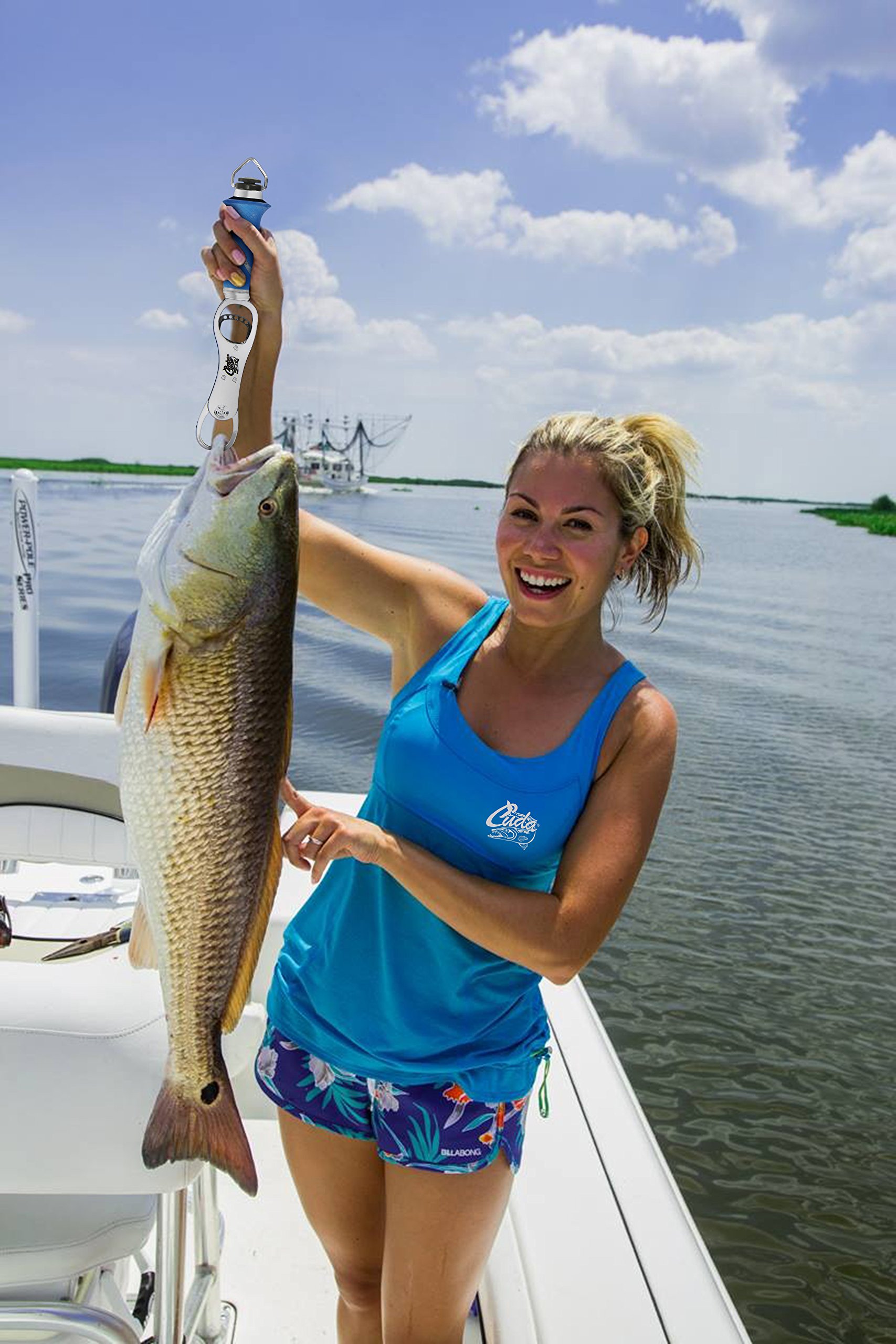 CUDA 11.5" Grip & Scale | Durable For Saltwater and Freshwater Use Up to 50 LBS Fish Scales with Non-Slip Scale Pattern Grip & Stainless Steel Jaws | Lanyard Included