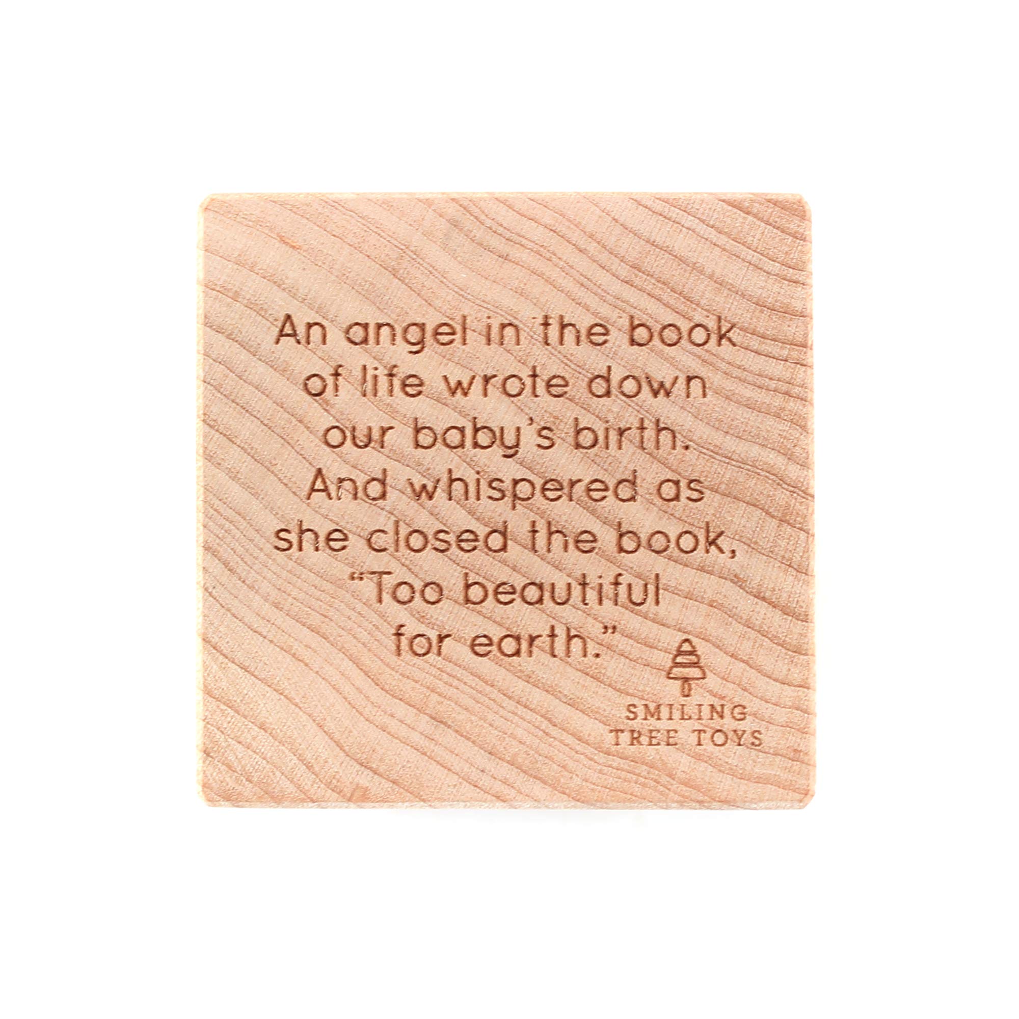 Smiling Tree Toys Personalized and Customizable Keepsake Baby Memorial Block, Handmade in The USA Using Natural Organic Wood