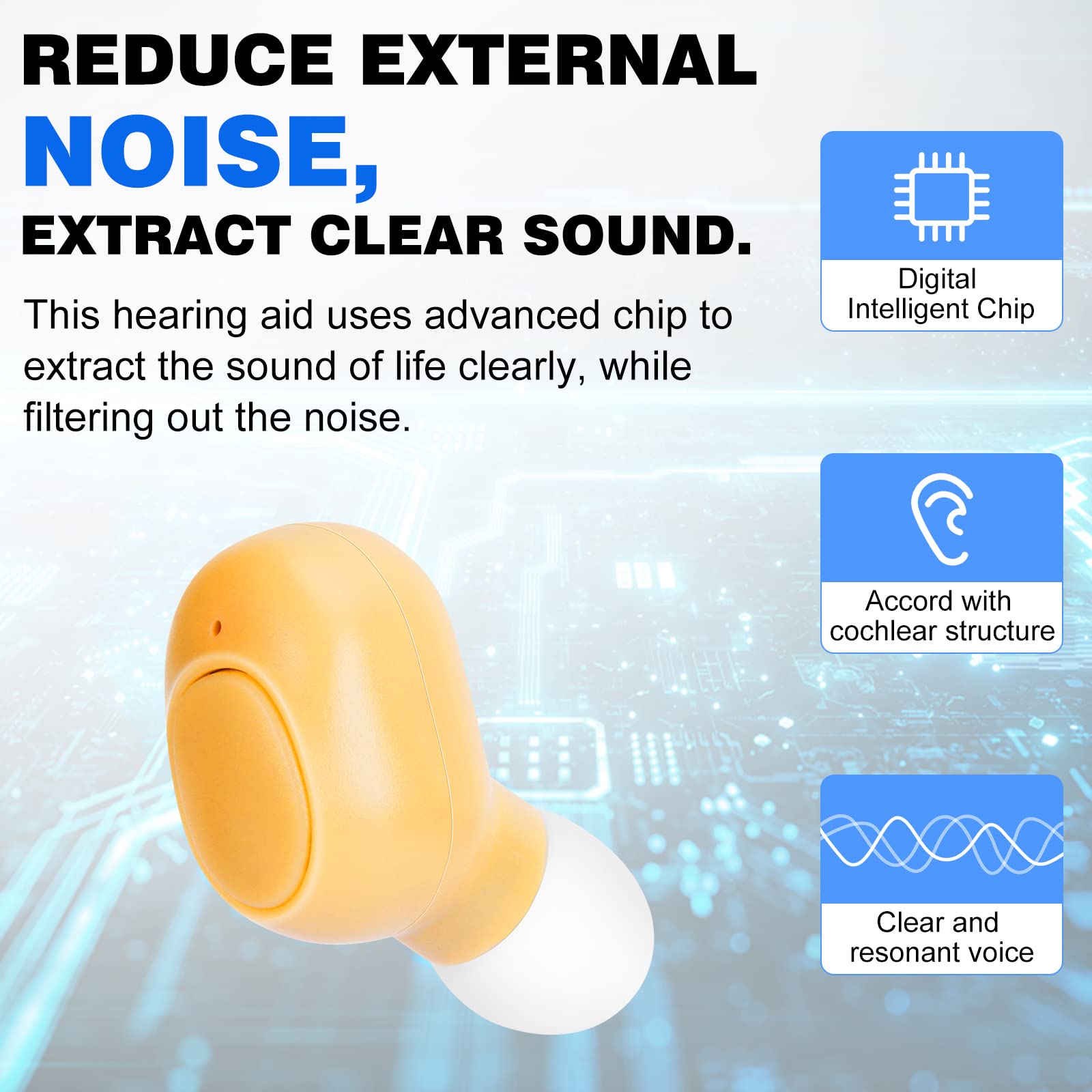 Hearing Aids, Mini Hearing Amplifiers for Adults with Noise Cancelling, Rechargeable Hearing Aid for Seniors Into Ear No Squealing Hearing Assist Device with LED Power Display